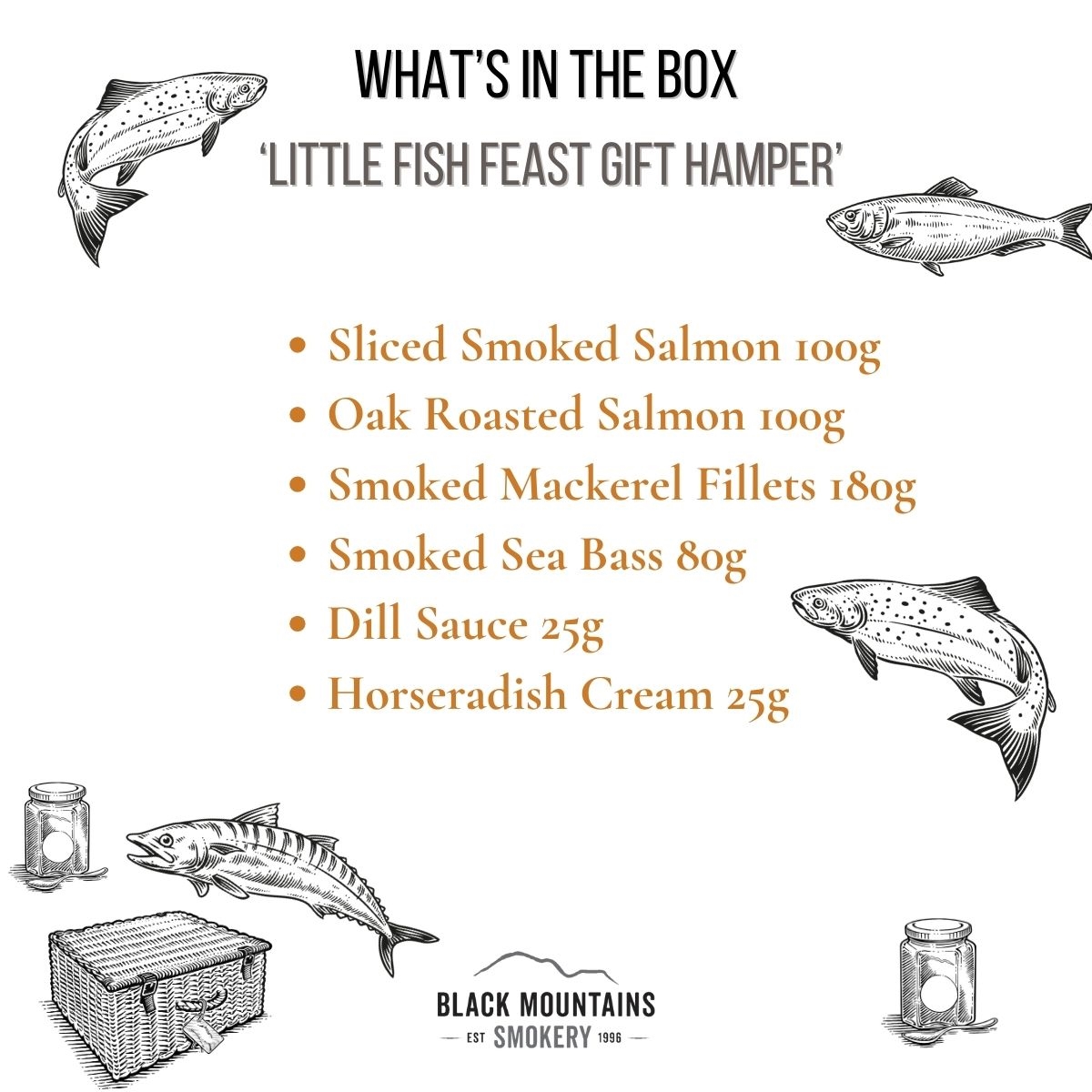 Little Fish Feast Hamper Box Gift, Smoked Fish, Fish Hamper